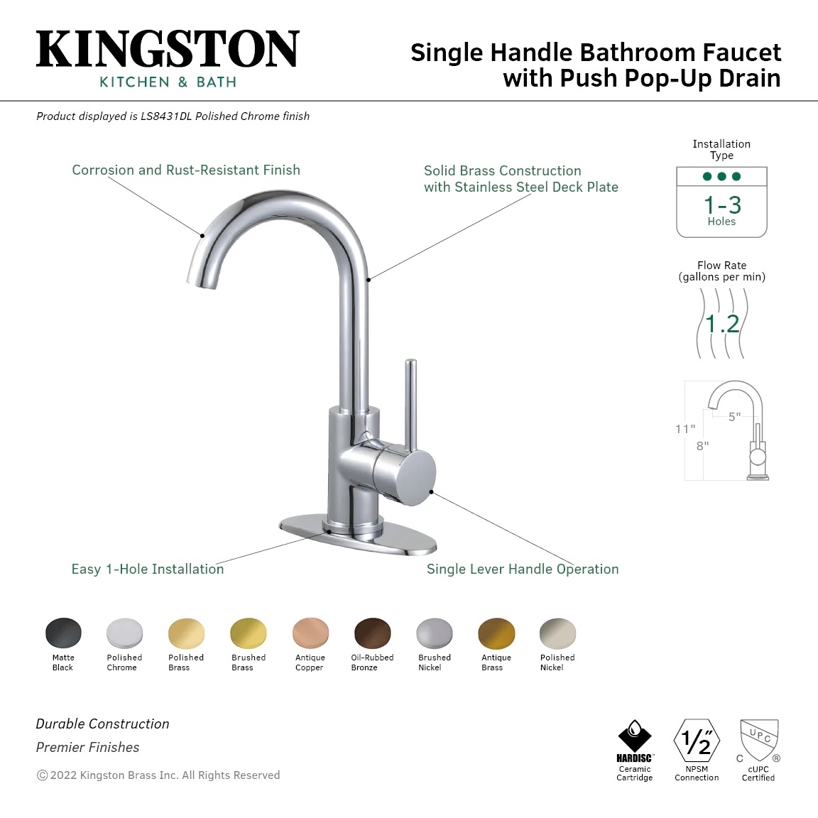 Historic Houseparts, Inc. > Single Hole Sink Faucets > Fauceture ...