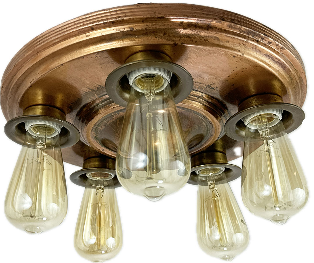 Historic Houseparts, Inc. > Antique 5-Light Antique Copper Pan Ceiling ...